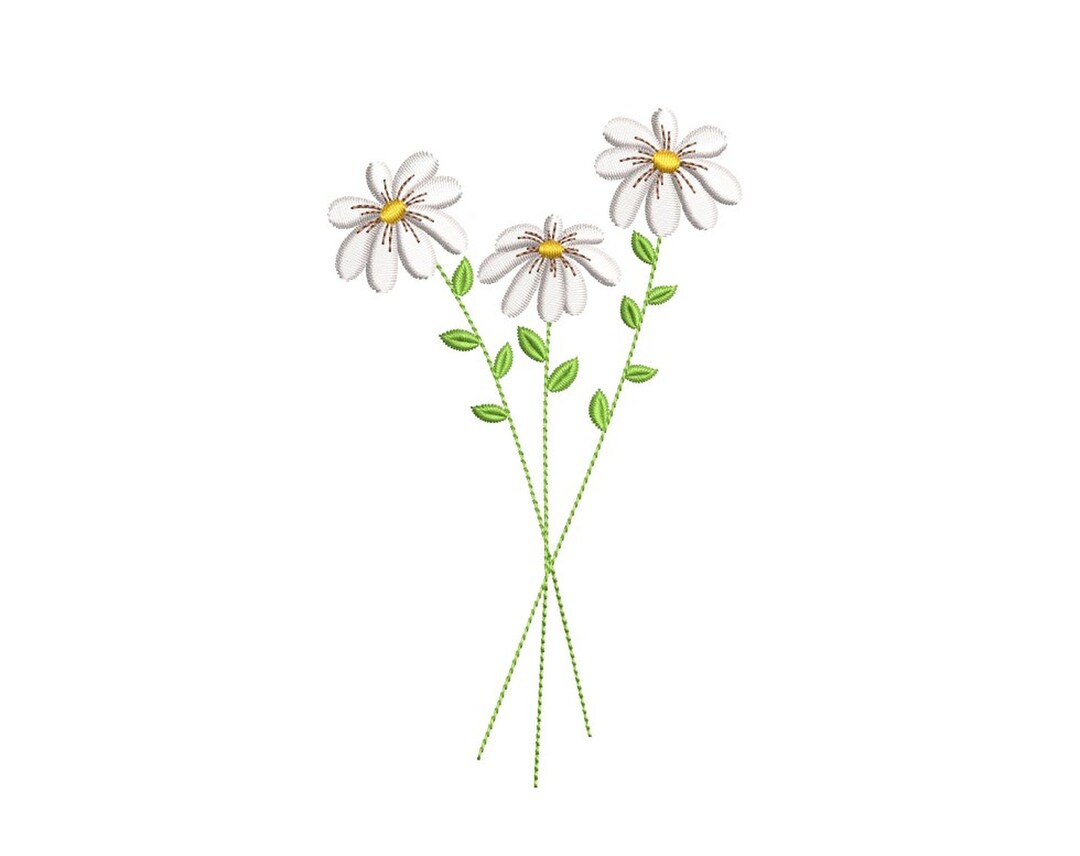Daisy Flowers Machine Embroidery Design, 3 Sizes, Instant Download - Etsy