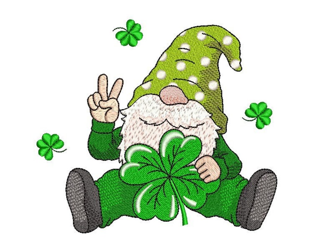 St. Patricks Day Gnome Embroidery Design, 3 Sizes, Instant Download - Etsy