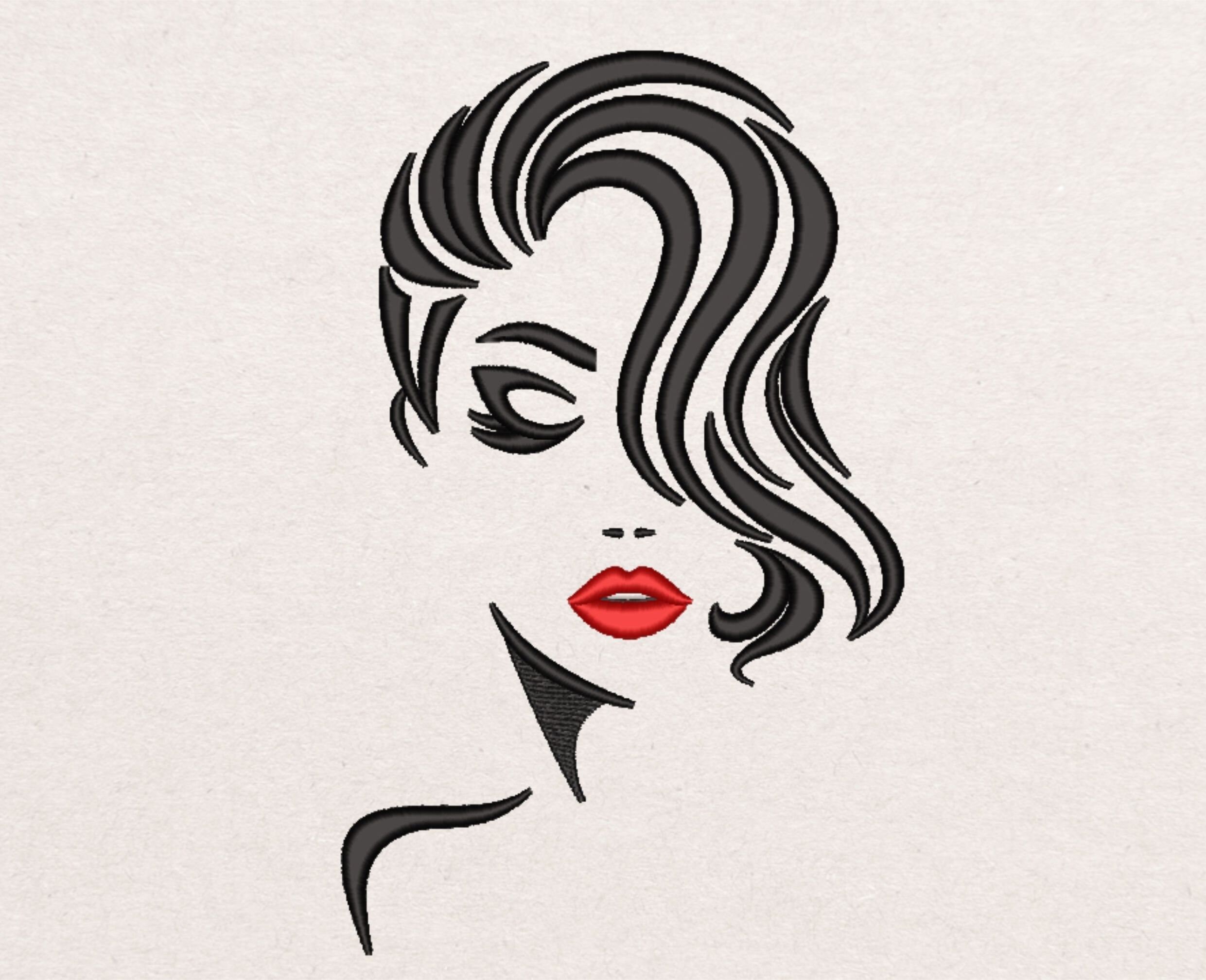Beautiful woman embroidery design | Etsy