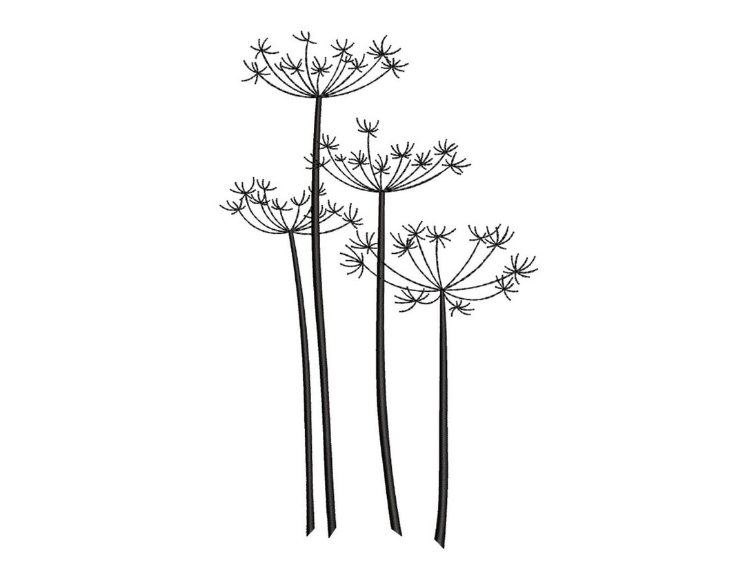 Cow Parsley Embroidery Design, Plants Machine Embroidery Design, 5 ...