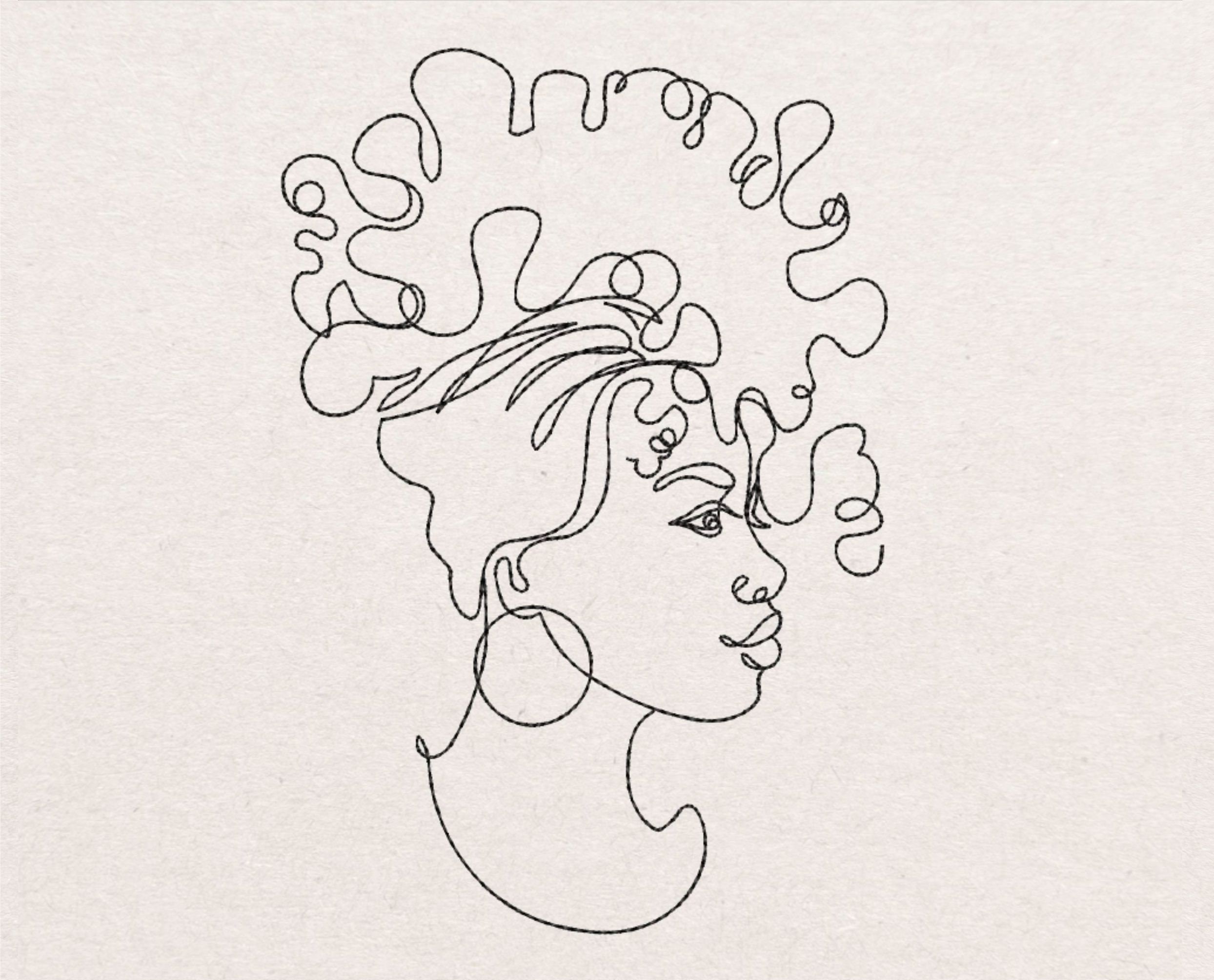 African woman embroidery design line art embroidery file | Etsy