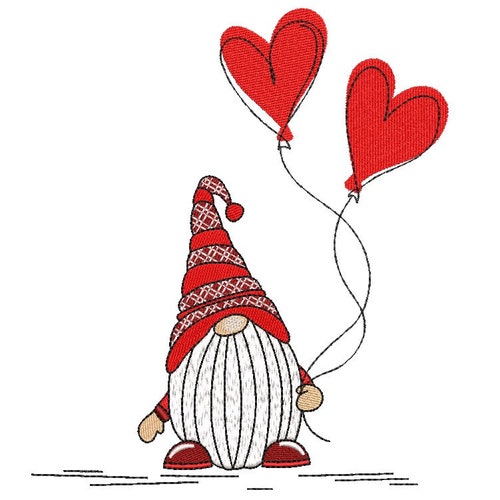 Valentine Gnome Embroidery Design 3 Sizes Instant Download - Etsy