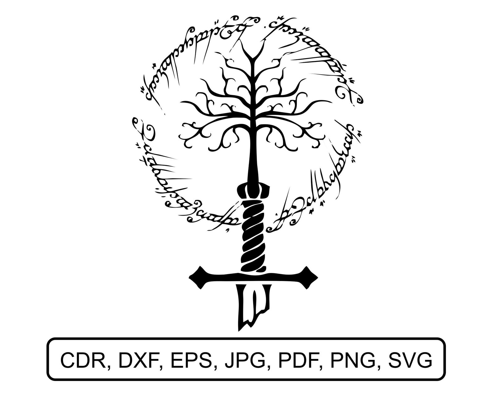 Tree of Gondor svg cut file instant download broken sword | Etsy
