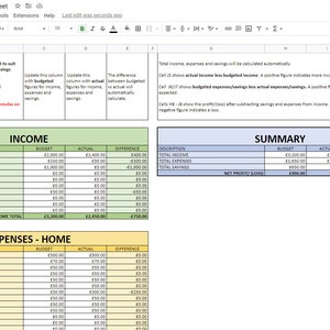 Google Sheets Personal Budget Spreadsheet / Online Budget Template ...