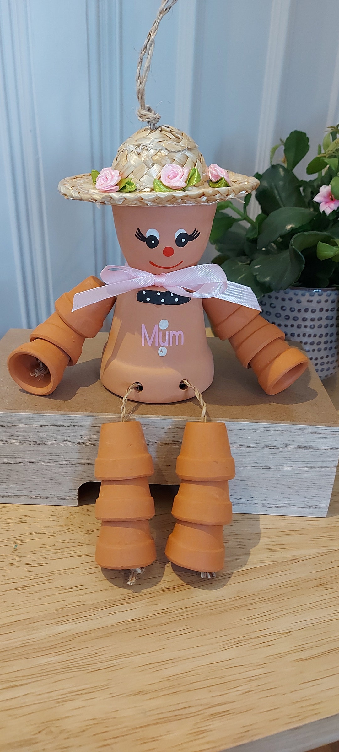 Terracotta Pot Lady Pink Ribbon | Garden Ornament | Garden Decoration ...