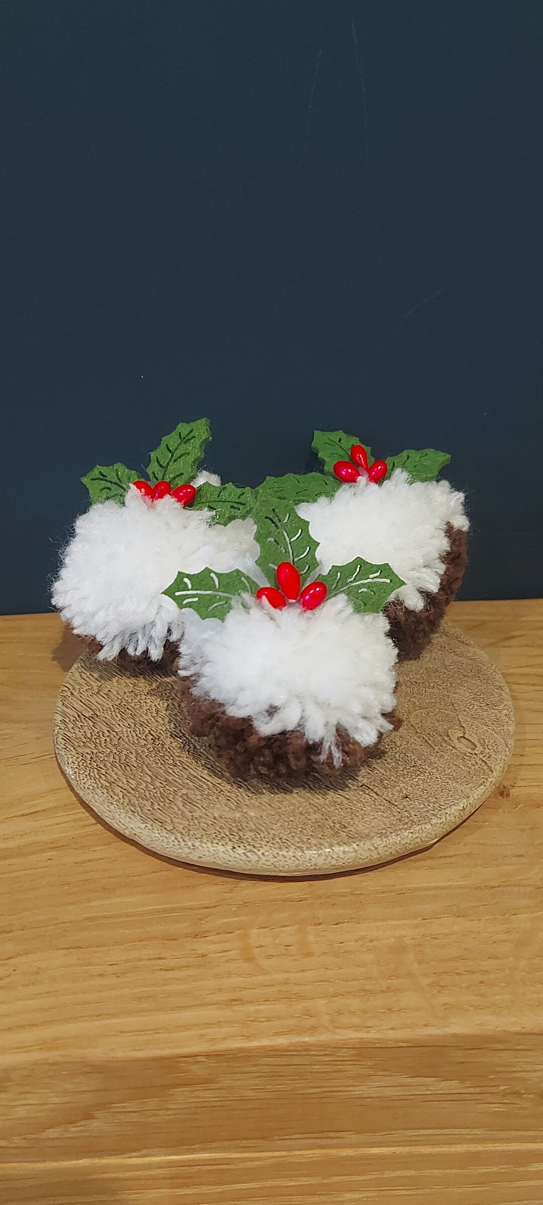 Christmas Pudding Pom Pom, Tree Decoration, Advent Calendar Filler ...