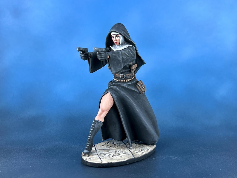 Nun With Guns 3D Printed Figurine - Girl Killer Tabletop Miniature - 3D ...