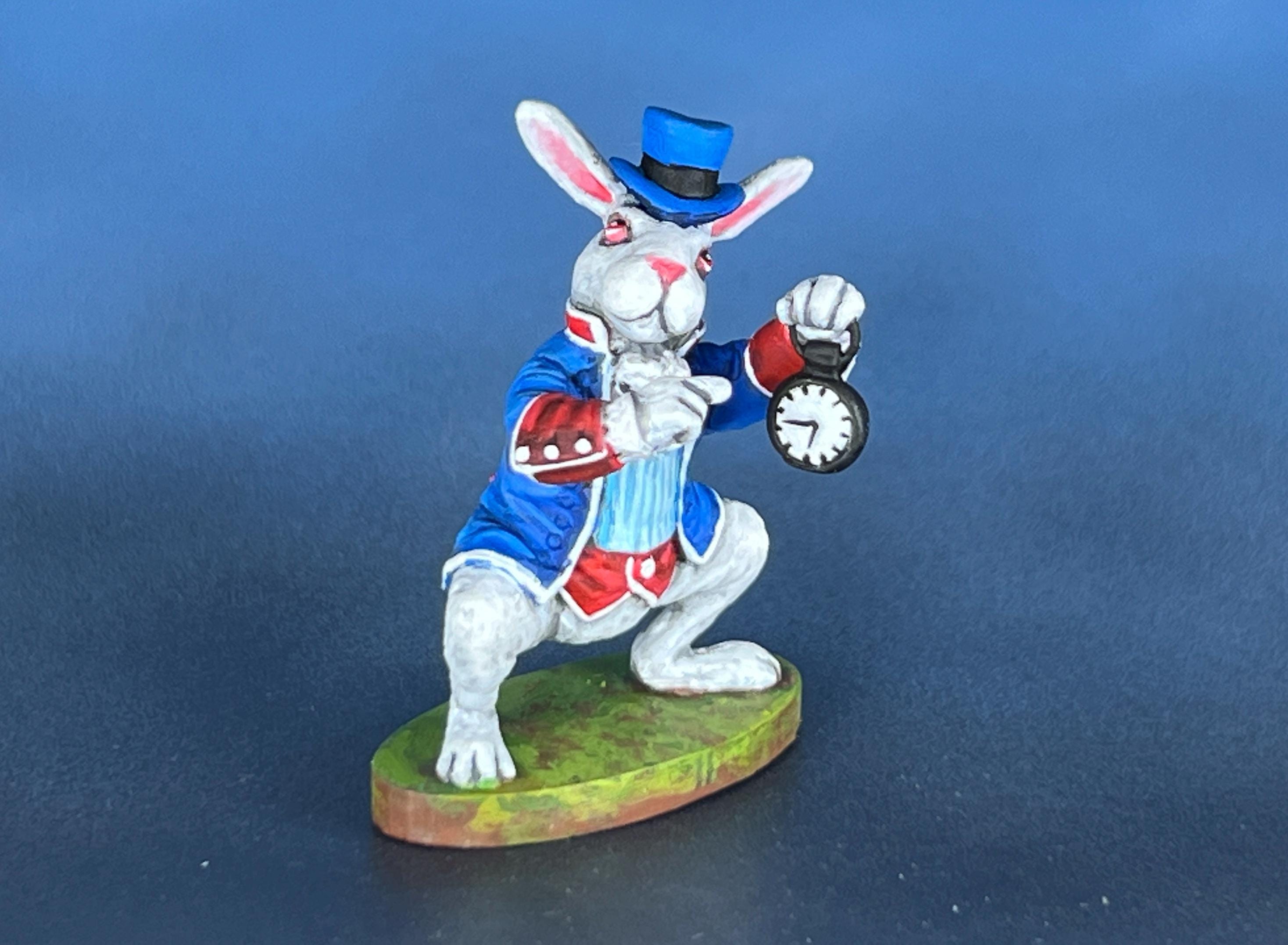 Enchanting Miniature White Rabbit Figurine - 3D Printed Alice in Wonderland Collectible , 3d ...