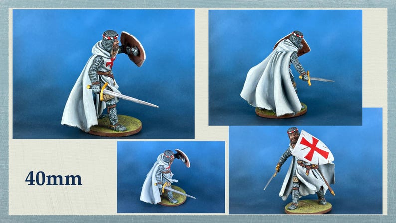 Knight Templar Figurine - Mini Soldier Tabletop Statuette Collectible ...