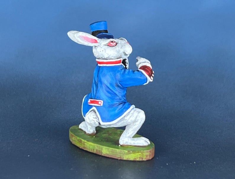 Enchanting Miniature White Rabbit Figurine 3D Printed Alice in Wonderland Collectible , 3d ...