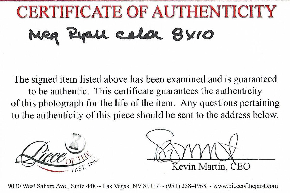 Meg Ryan Autographed 8 X 10 Signed Photo COA - Etsy