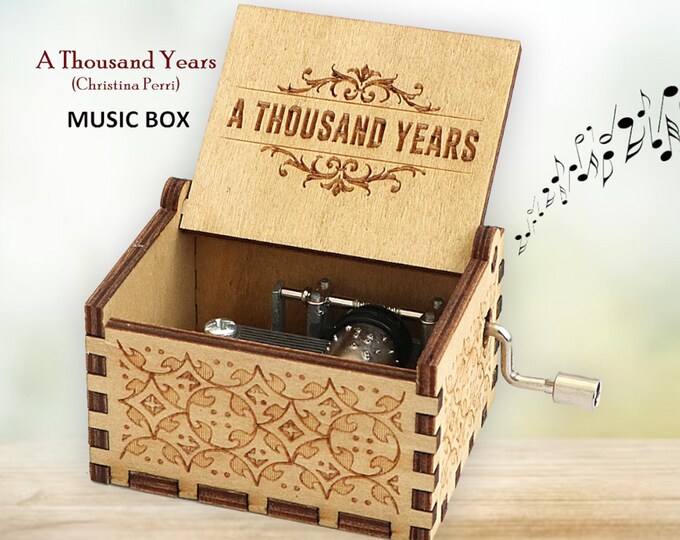 A Thousand Years Music Box, Solid Oak Dancing Couple Music Box ...