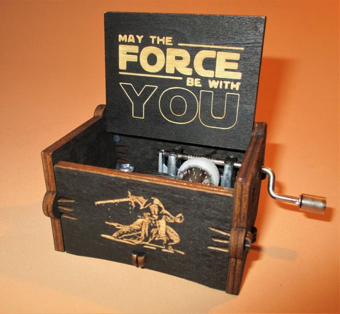 Star Wars Music Box Theme Music Chest Wooden Engraved Handmade Vintage ...