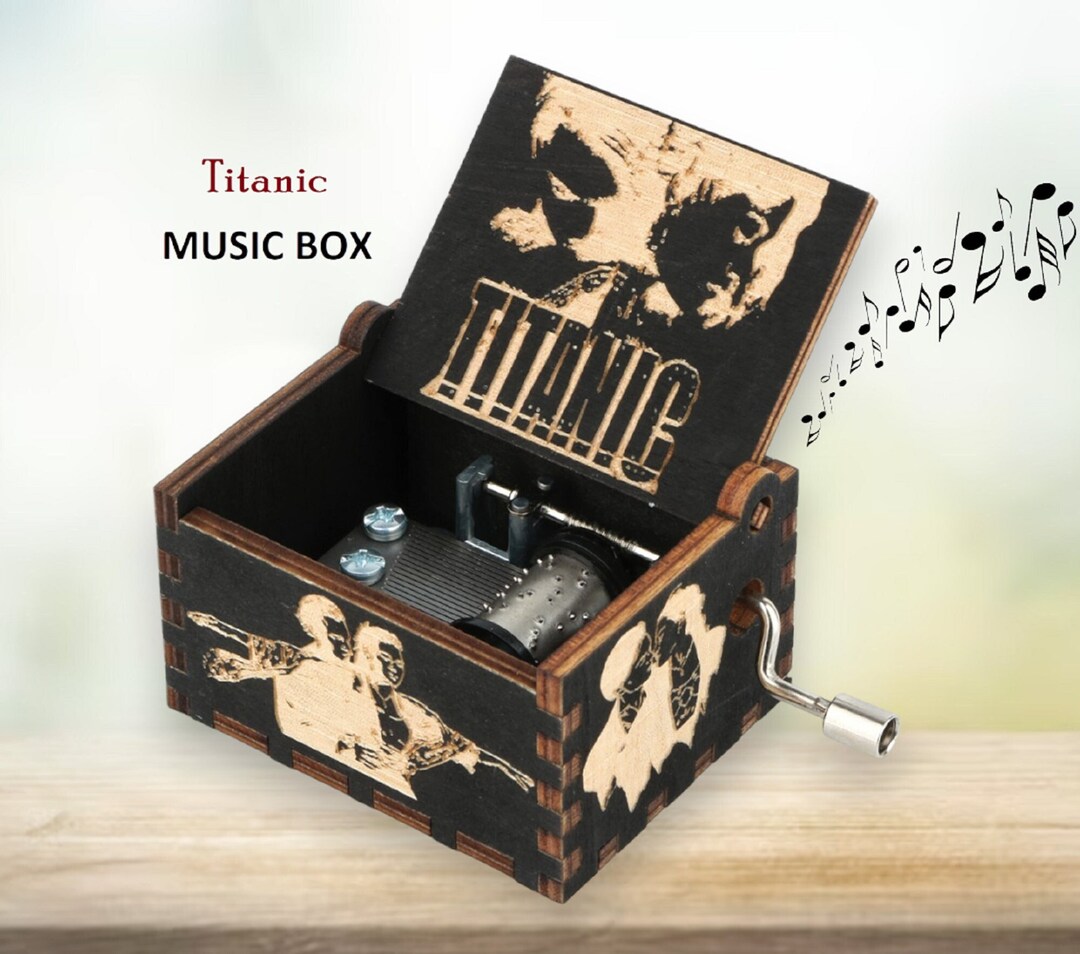 Titanic Music Box My Heart Will Go on Theme Music Chest Wooden Engraved ...