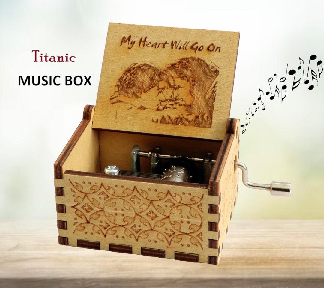 Titanic Music Box My Heart Will Go on Theme Music Chest Wooden Engraved ...