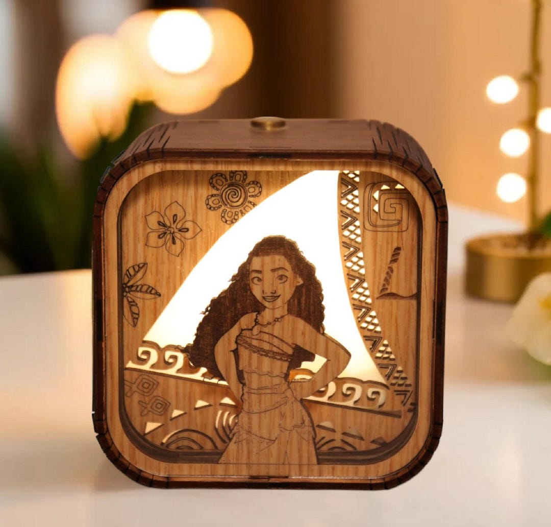 Moana Music Box 3D Light LED How Far I'll Go Theme Music Chest Custom ...
