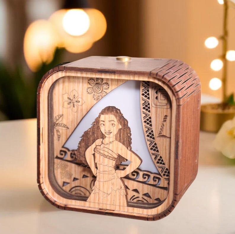 Moana Music Box 3D Light LED How Far I'll Go Theme Music Chest Custom ...