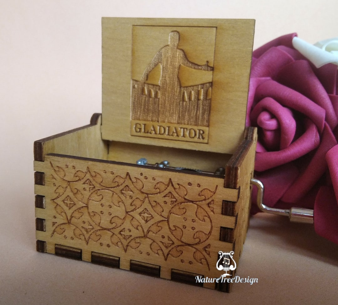 Gladiator Music Box Theme Music Chest Wooden Engraved Handmade Vintage ...
