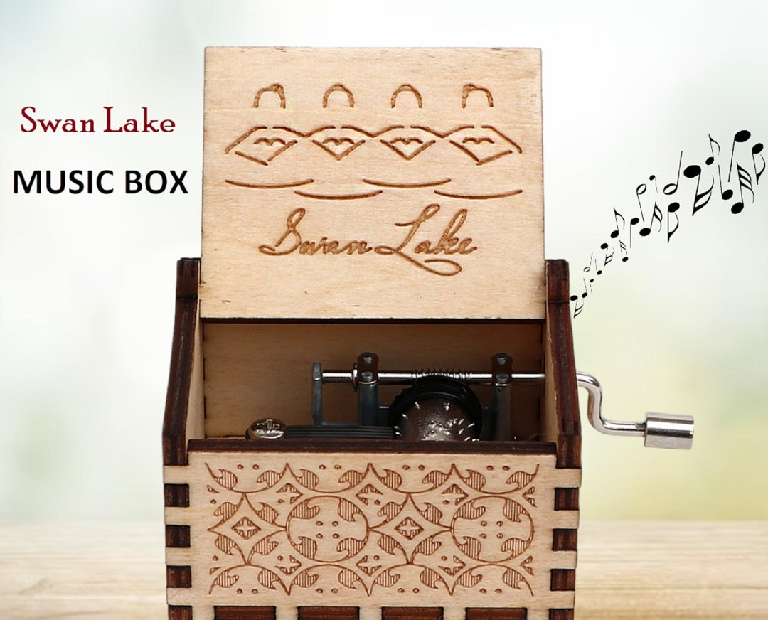 Swan Lake Music Box Theme Tchaikovsky Music Chest Wooden Engraved ...