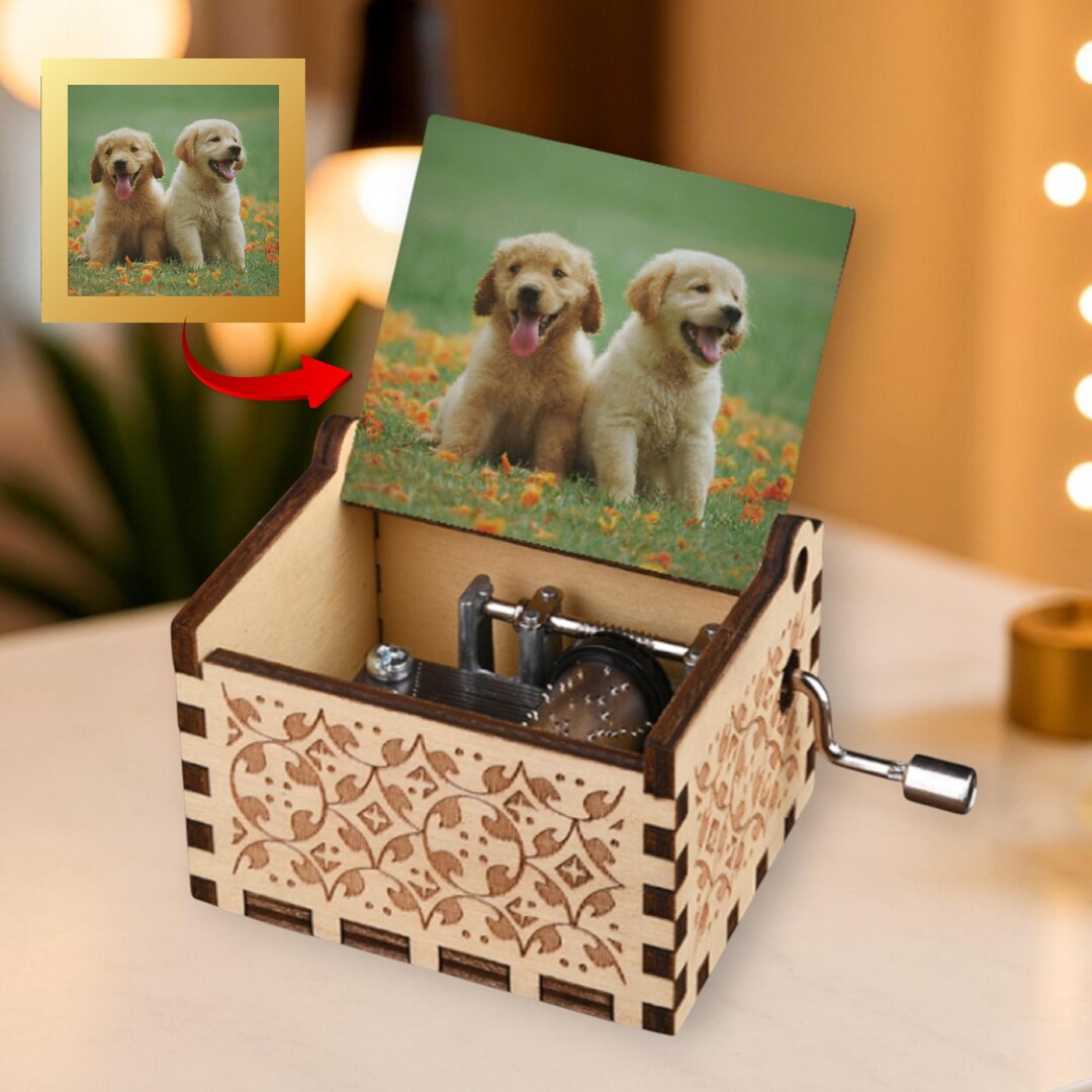 CUSTOM Music Box With Your PRINTED DESIGN | 60 Songs Available | Wooden ...