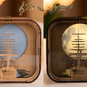Pirates of the Caribbean Music Box 3D Light LED Davy Jones Locket Song ...