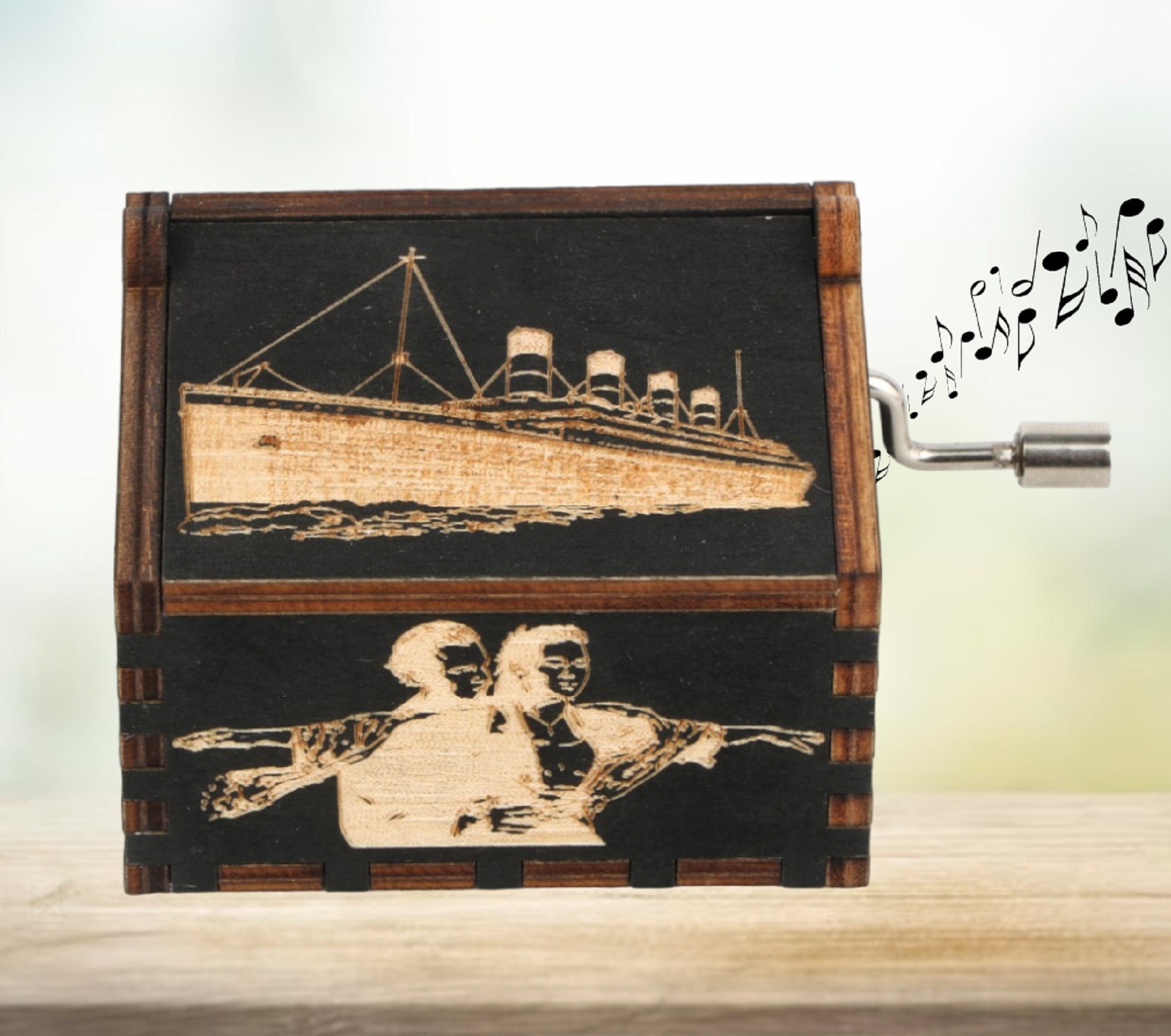 Titanic Music Box My Heart Will Go on Theme Music Chest Wooden Engraved ...