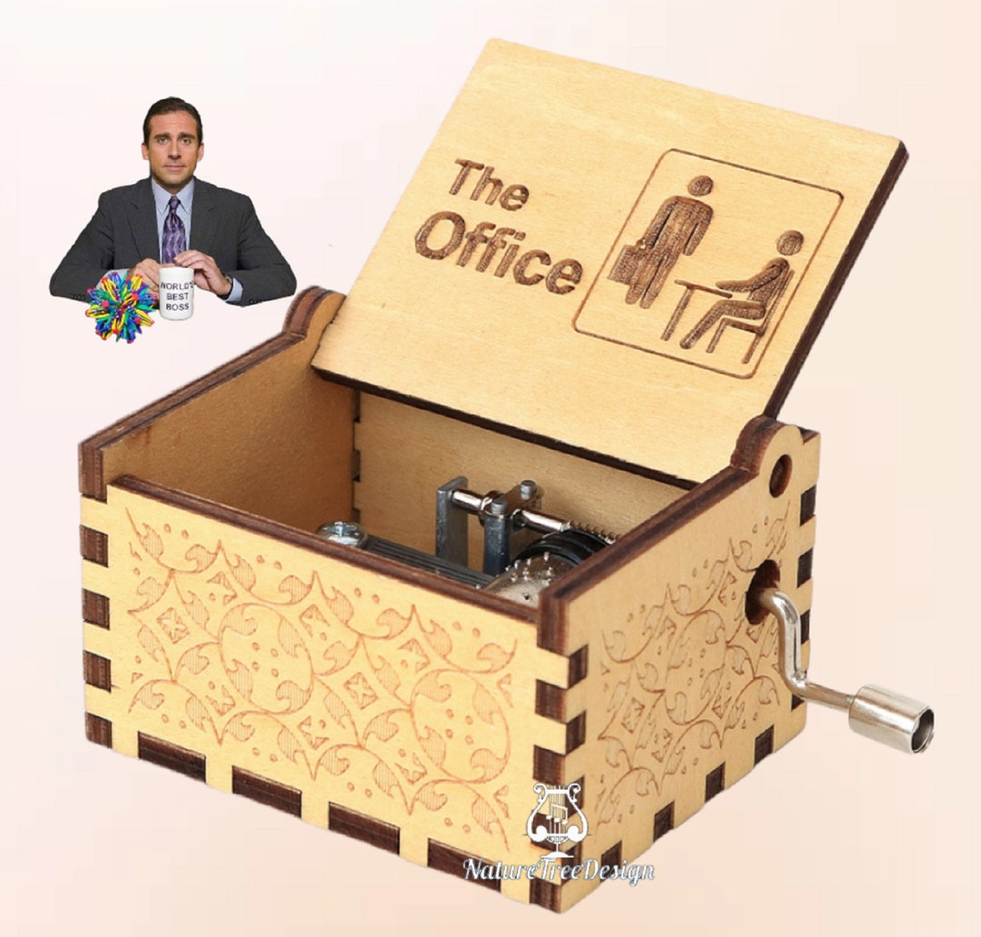 The Office Music Box Theme Music Chest Wooden Engraved Handmade Vintage ...