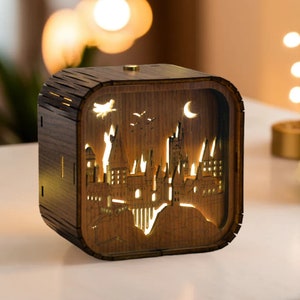 Music Box 3D Light Led Theme Music Wooden Engraved Handmade Custom ...
