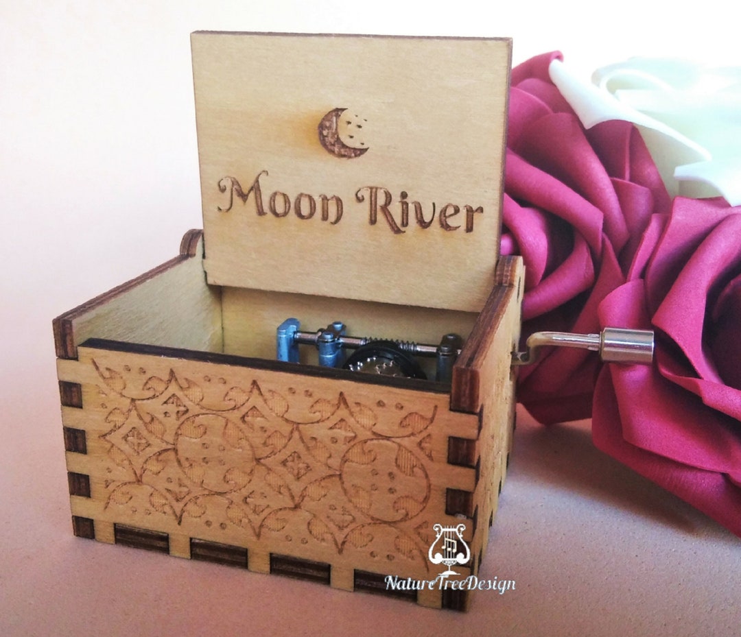 Moon River Music Box Theme Music Chest Wooden Engraved - Etsy