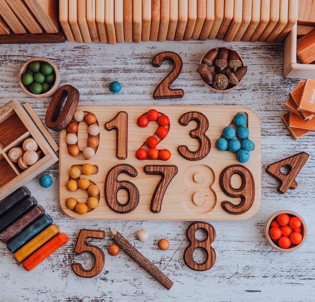 Number Puzzle - Wooden Toys - Number Educational Puzzle - 0-9 Numbers ...