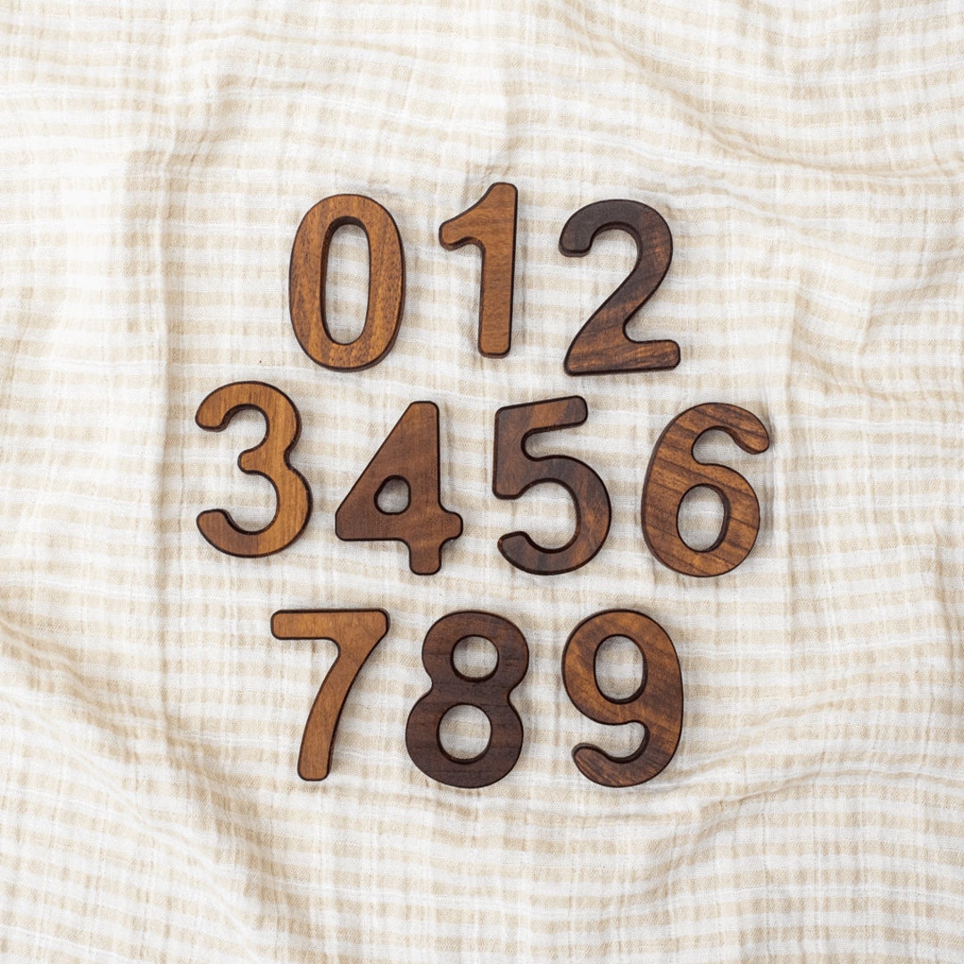 Wooden Numbers - Wooden Walnut Numbers Toys - Numbers Educational - Etsy