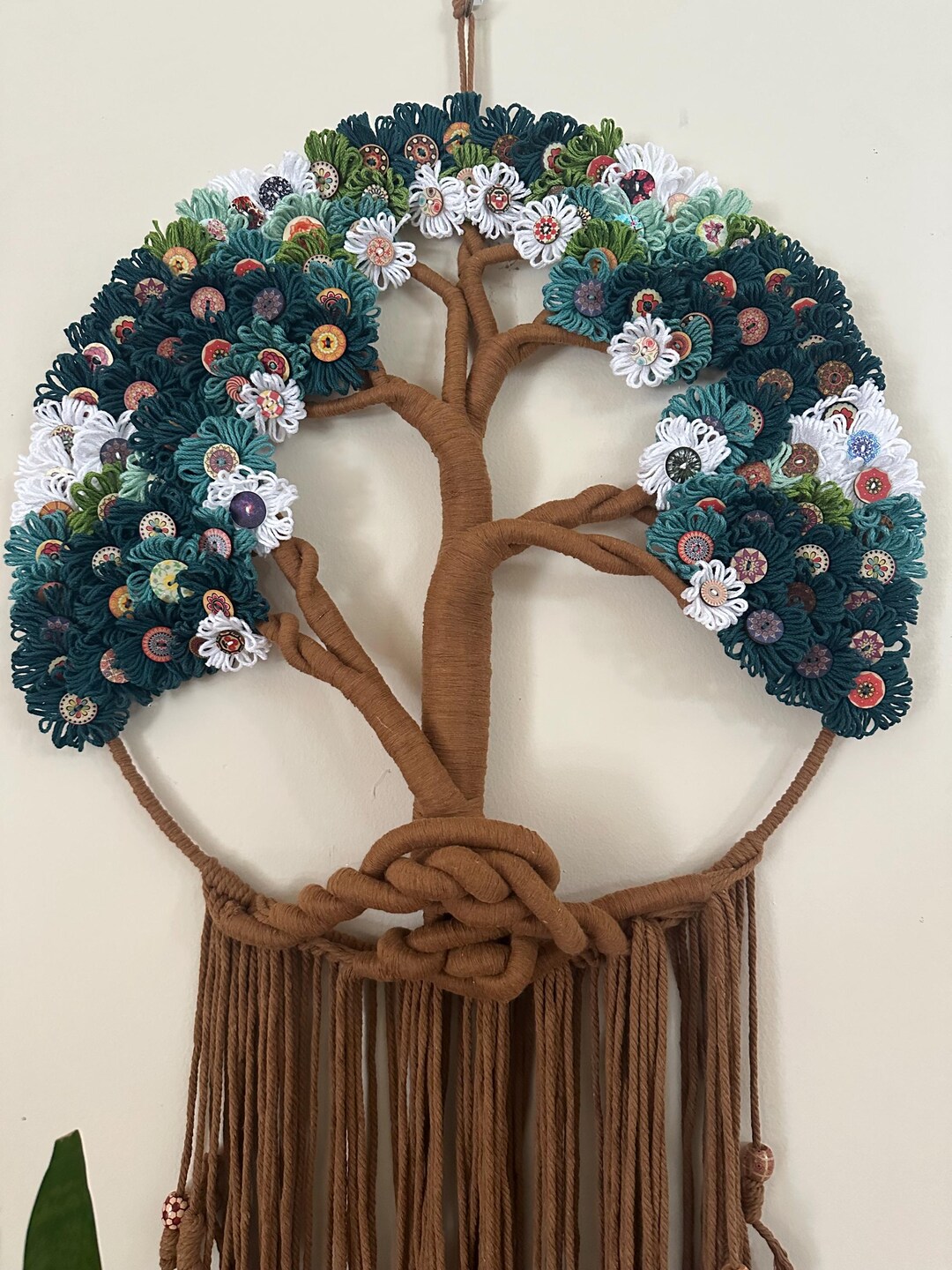 Large Tree of Life Macrame Wall Hanging With Flowers, Gift for Mom - Etsy