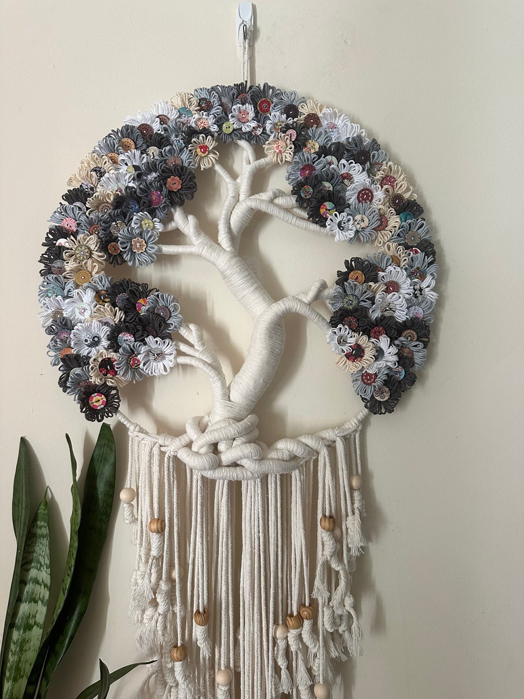 Large Tree of Life Macrame Wall Hanging With Flowers - Etsy