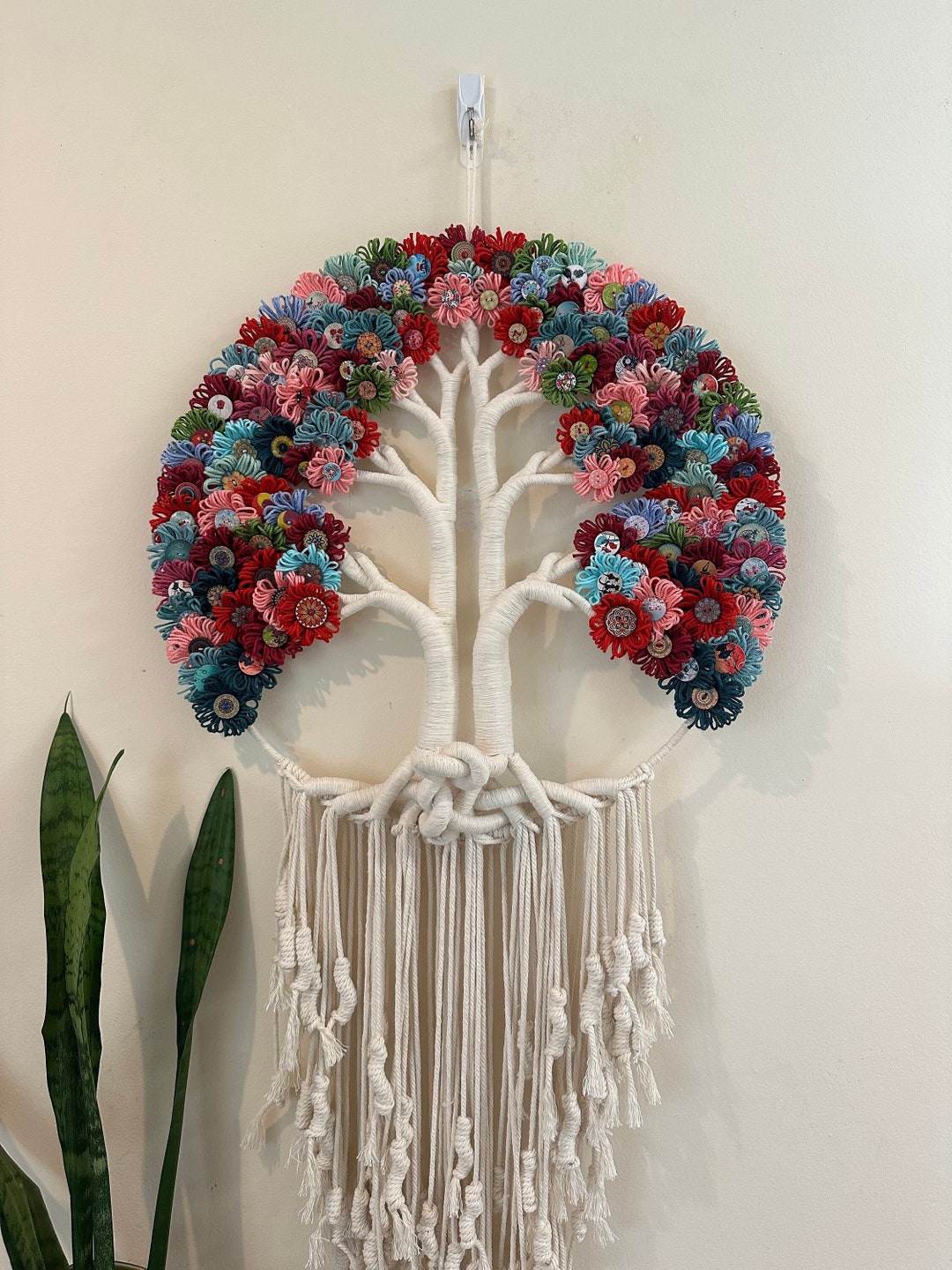 Large Tree of Life Macrame Wall Hanging With Flowers - Etsy