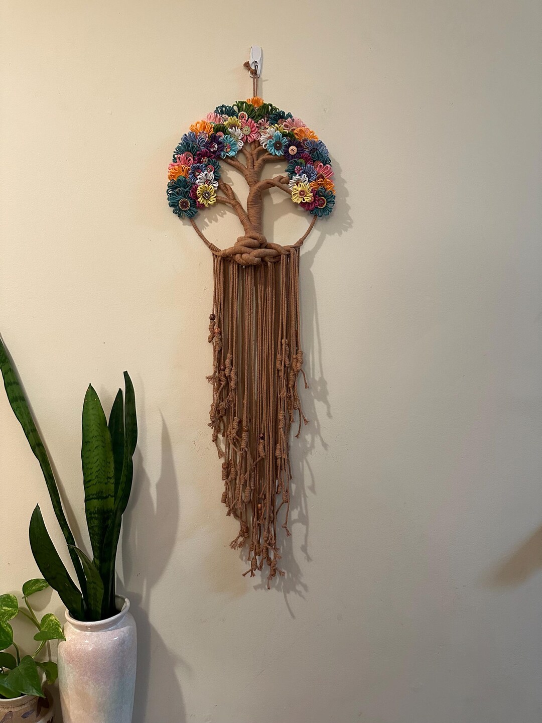 Tree of Life, Macrame Wall Hanging With Flowers - Etsy