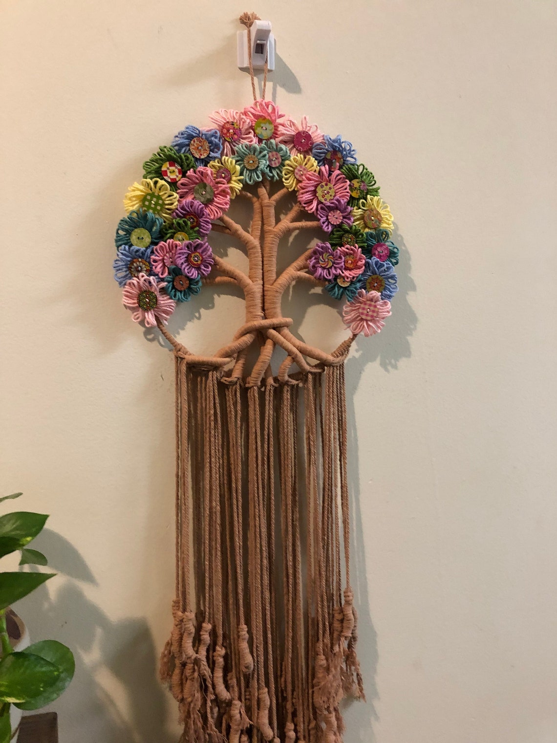 Macrame Wall Hanging With Flowers Boho Macrame Wall Decor - Etsy