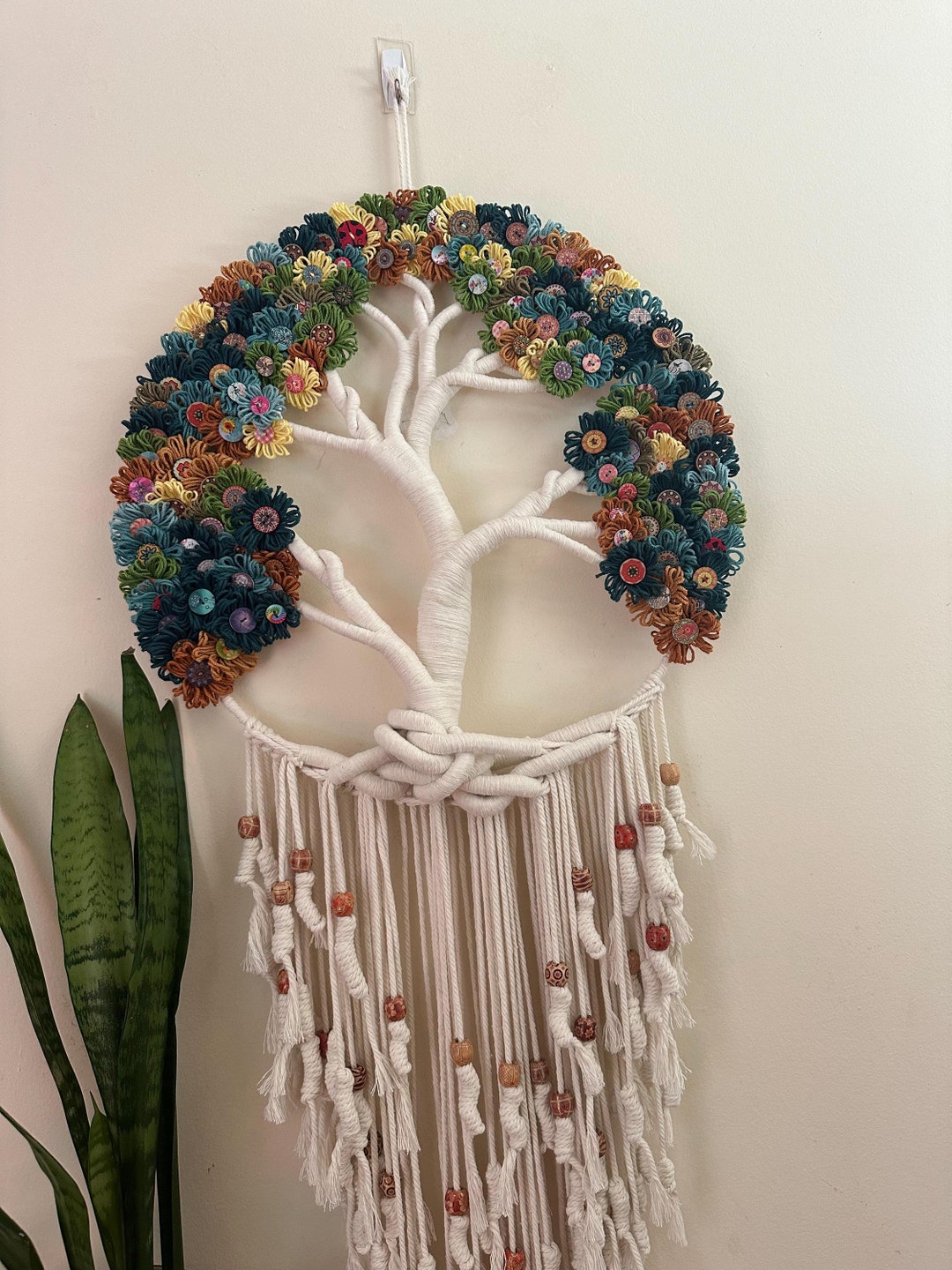 Tree of Life Macrame Wall Hanging With Flowers, Boho Wall Art, Wall ...