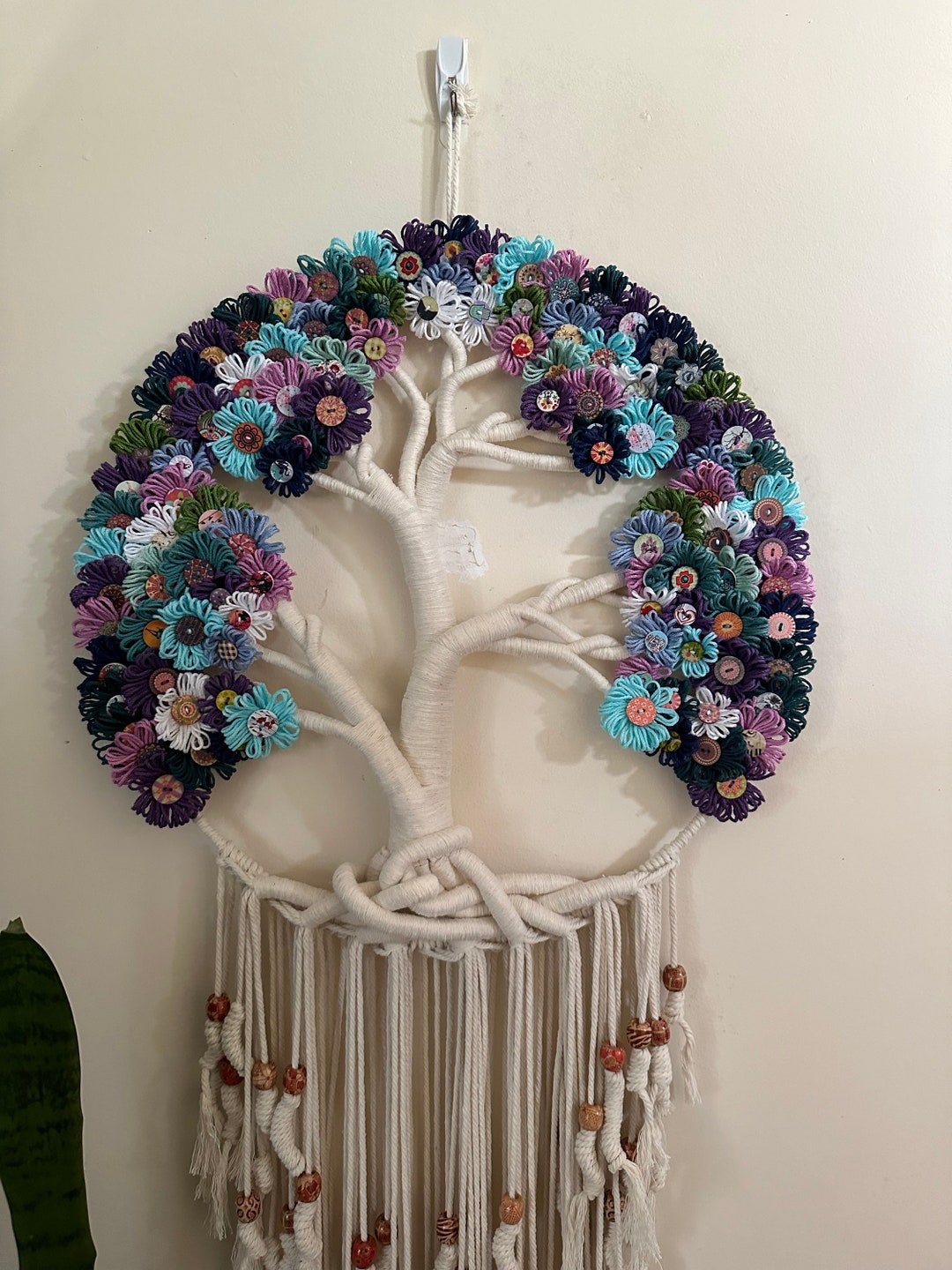 Large Tree of Life Macrame Wall Hanging With Flowers - Etsy