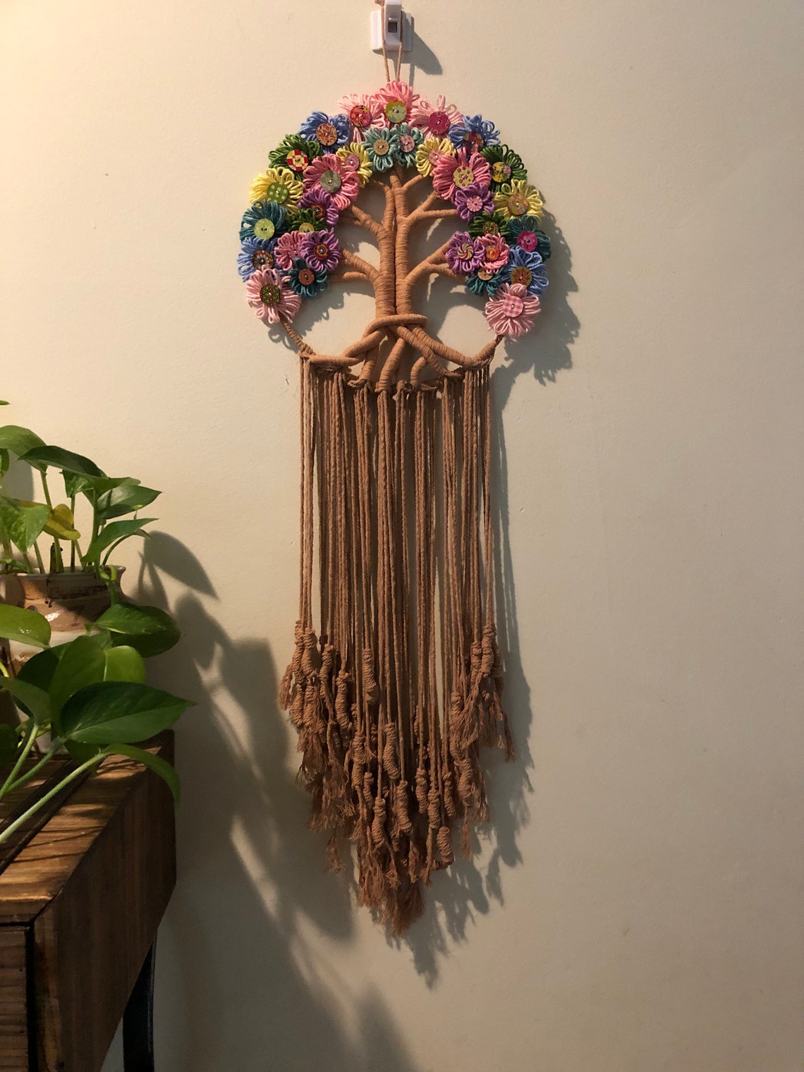 Macrame Wall Hanging With Flowers Boho Macrame Wall Decor - Etsy