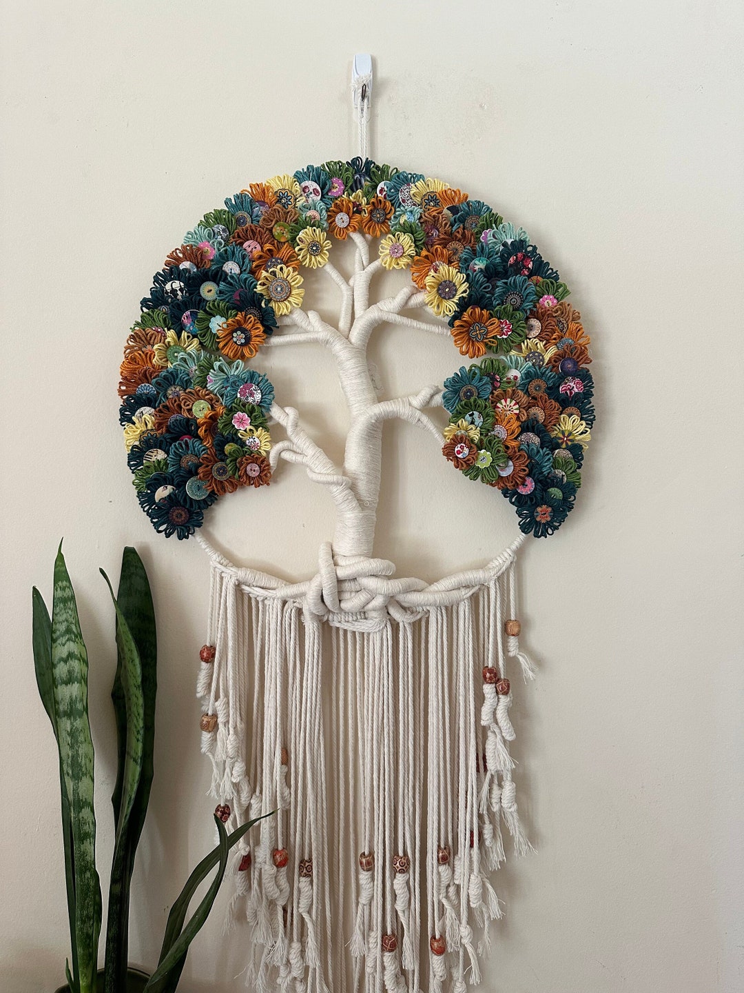 Tree of Life Macrame Wall Hanging With Flowers, Boho Wall Art, Wall ...