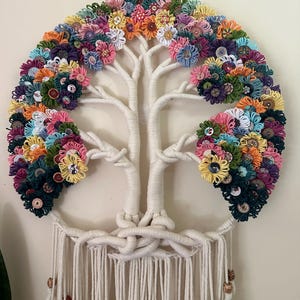 Tree of Life Macrame Wall Hanging With Flowers, Boho Wall Art, Wall ...