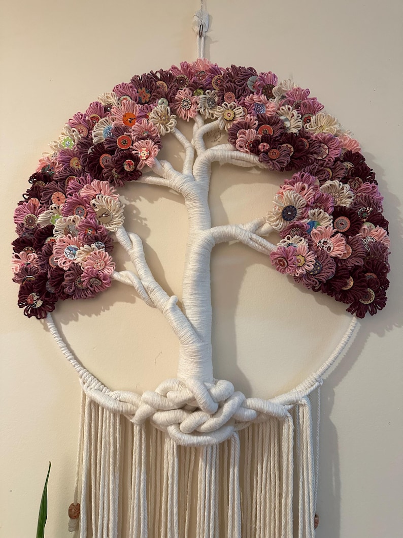 Large Tree of Life Macrame Wall Hanging With Flowers, Gift for Mom - Etsy