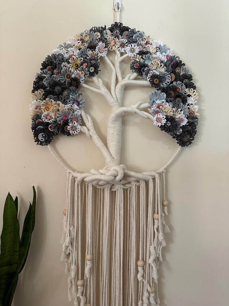Large Tree of Life Macrame Wall Hanging With Flowers, Gift for Mom - Etsy