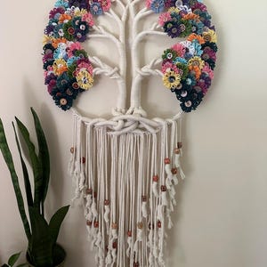 Tree of Life Macrame Wall Hanging With Flowers, Boho Wall Art, Wall ...