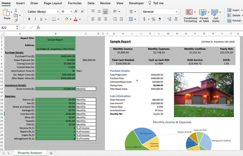 Simple & Easy Real Estate Investment Property Analysis Excel Report - Etsy
