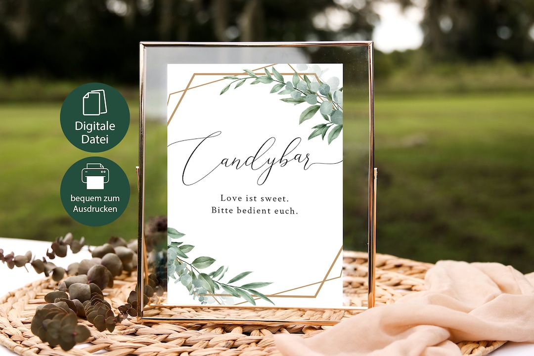 Wedding Candy Bar Sign, Candy Bar Lettering Stand, Signs Eucalyptus ...