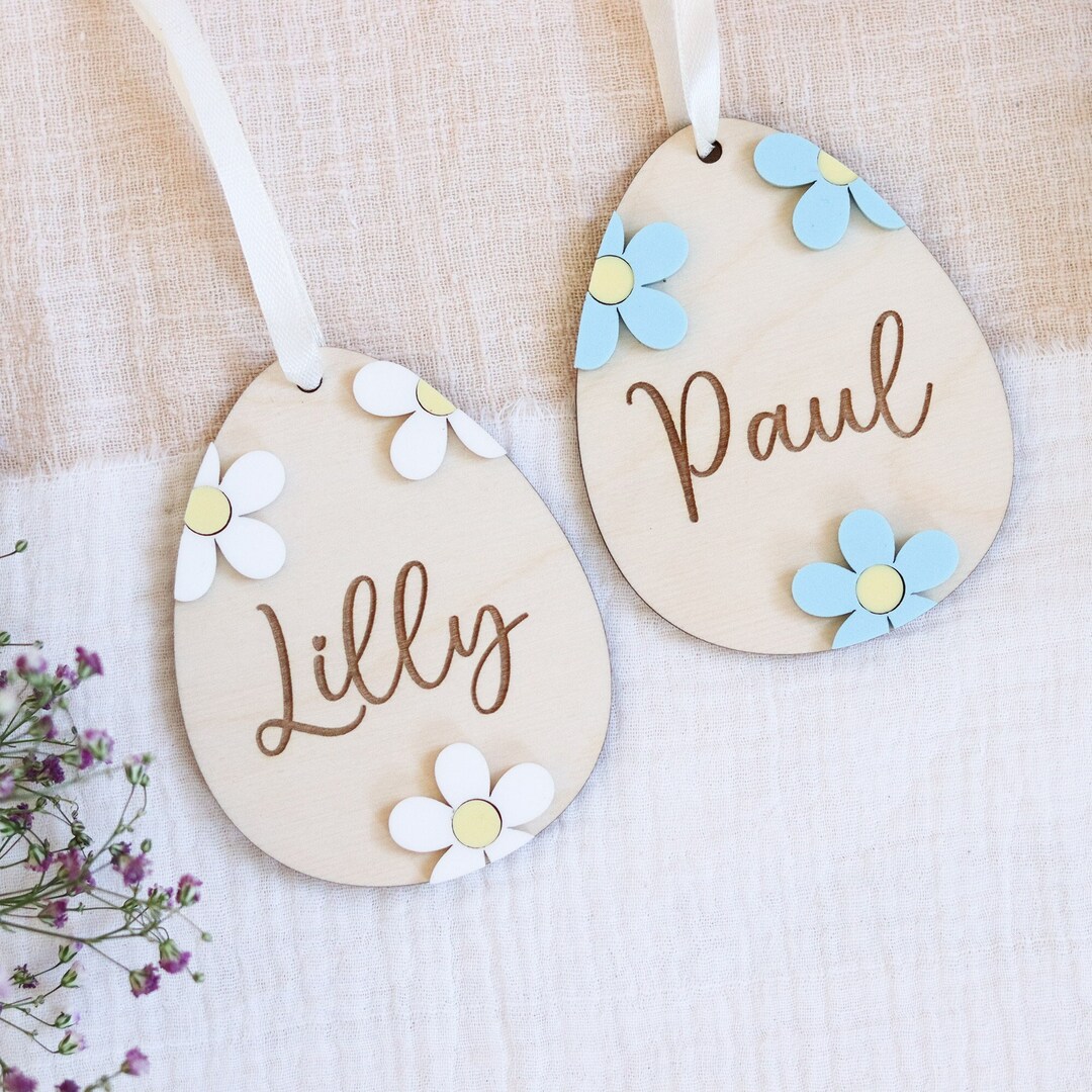 Personalized Wooden Easter Pendant With Flowers, Easter Gift, Easter ...