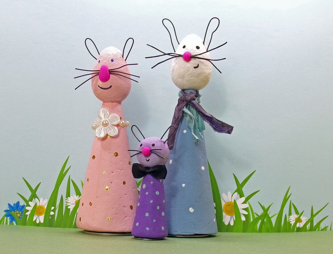 Easter Kwirky Bunny Family Quirky Easter Rabbit Decor Family of 3 ...