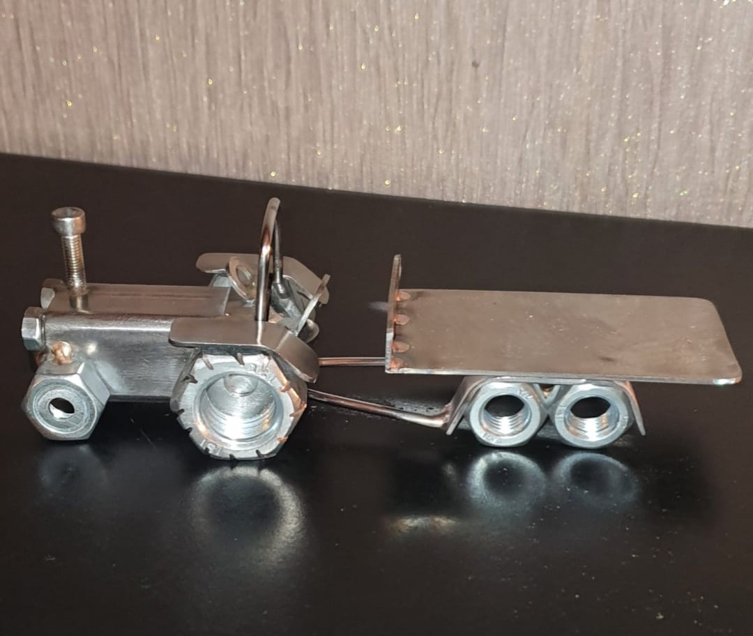 Nut and Bolt Tractor, Scrap Metal Art, Handmade Gift, Metal Figurine ...