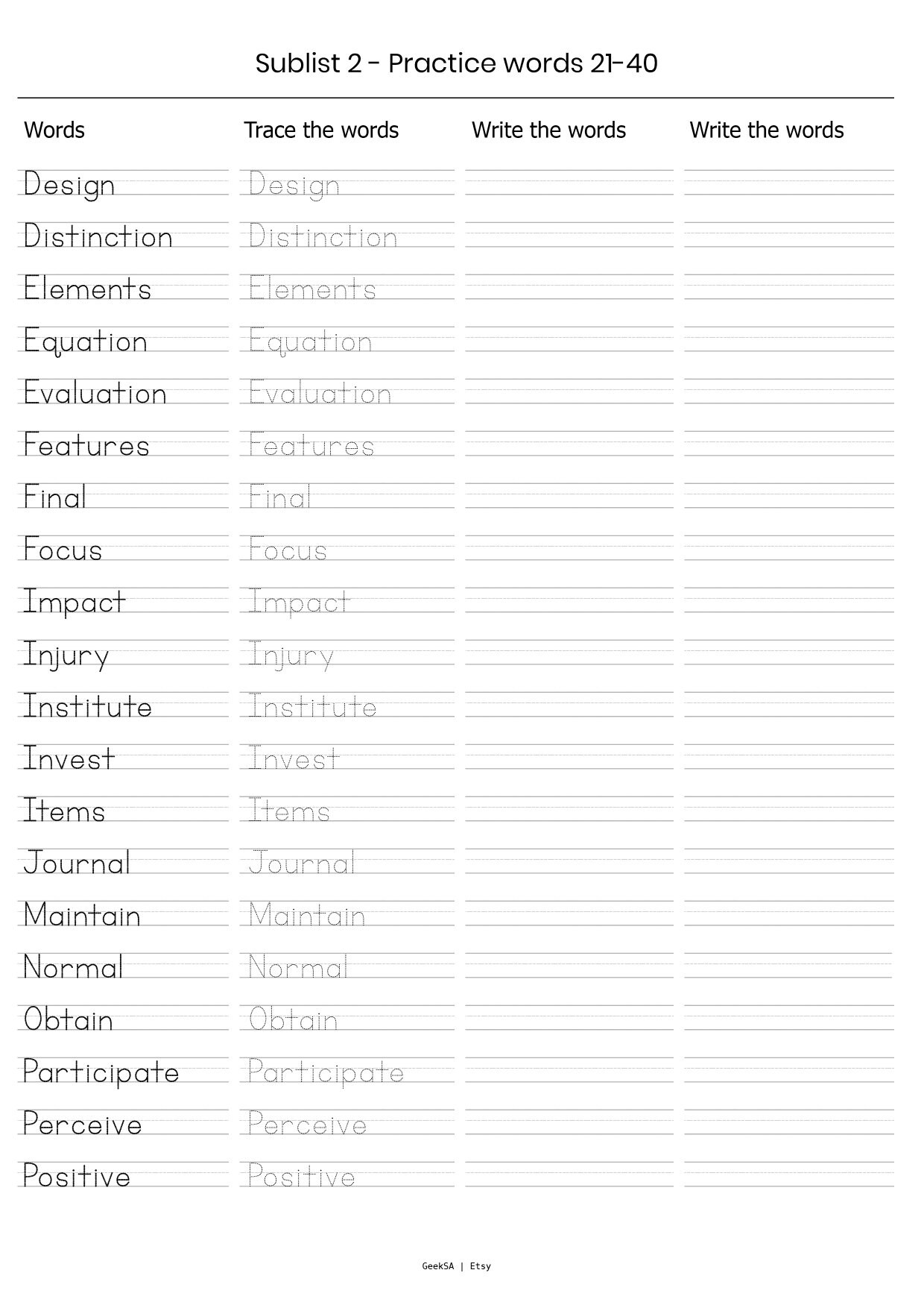 Printable 570 Words Academic Words List For IELTS Test 31 Etsy